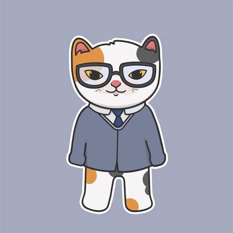 Glasses Nerd Cat Sticker Cute Illustration 49635377 Vector Art At Vecteezy