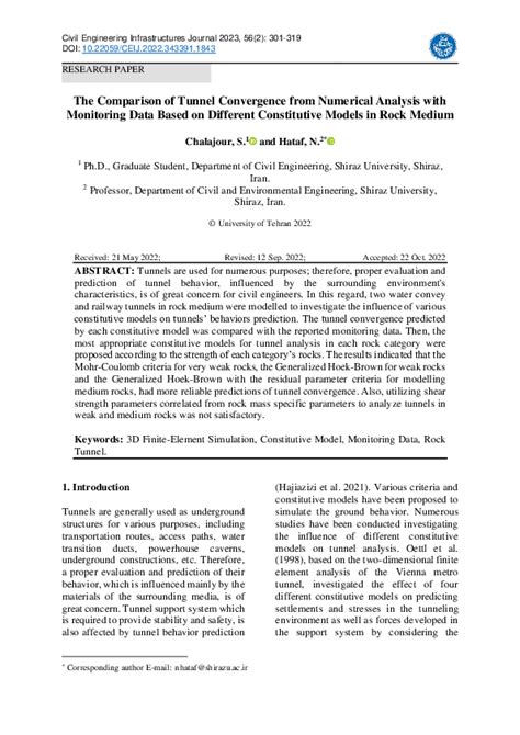 Pdf The Comparison Of Tunnel Convergence From Numerical Analysis With Monitoring Data Based On