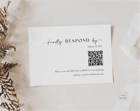 Minimal Wedding Invitation Qr Code Rsvp Template Editable Etsy