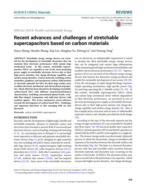 Pdf Recent Advances And Challenges Of Stretchable Supercapacitors