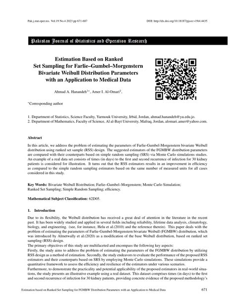 Pdf Estimation Based On Ranked Set Sampling For Farlie Gumbel Morgenstern Bivariate Weibull