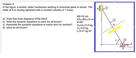 Solved Problem In The Figure A Double Slider Mechanism Chegg Com
