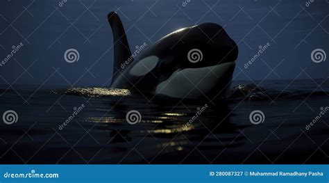 Killer Whale On Ocean Orca Jumping Orcinus Orca Stock Illustration Illustration Of Orcinus