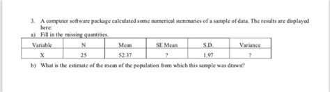 Solved 3 A Computer Software Package Calculated Some