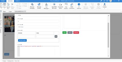 Not Able To Upload Data From Outside Of The Uipath Form To Inside In
