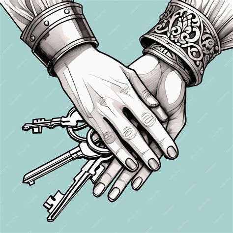 Premium Photo Depict Hands Interlocking With One Another Holding Keys Sticker 2d Cute Fantasy