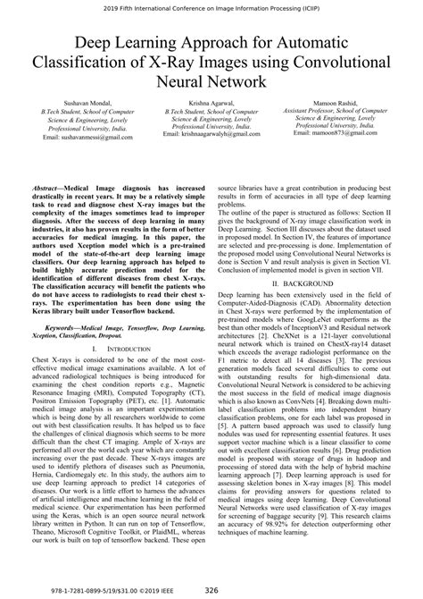 pdf deep learning approach for automatic classification of x ray