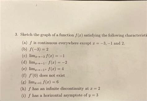 Solved 3 Sketch The Graph Of A Function Fx Satisfying The