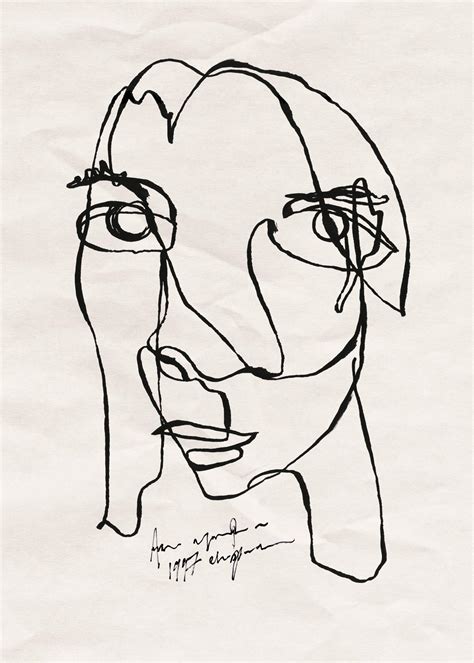 Póster Portrait Sketch No2 Arte Lineal Minimalista En Beige Desenio