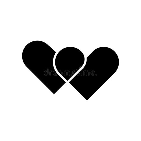 Two Hearts Glyphicon Sex Shop Sign Black Filled Symbol Isolated Vector Illustration Stock