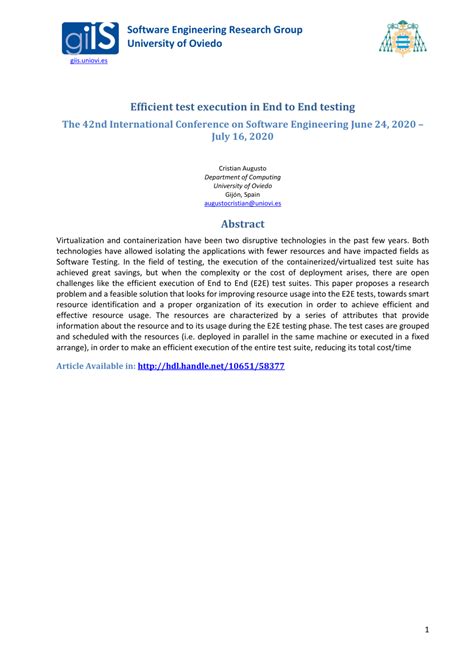 Pdf Efficient Test Execution In End To End Testing