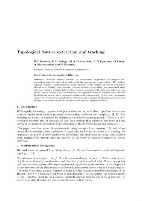 Pdf Topological Feature Extraction And Tracking · Tasks Ranging From