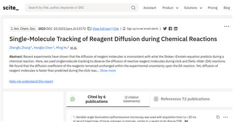 Single Molecule Tracking Of Reagent Diffusion During Chemical Reactions