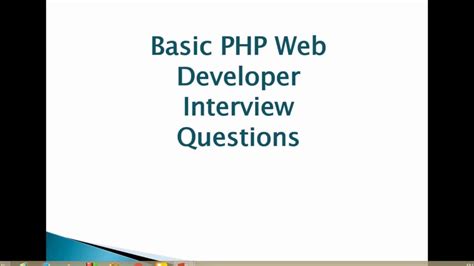 interview question for php developer youtube