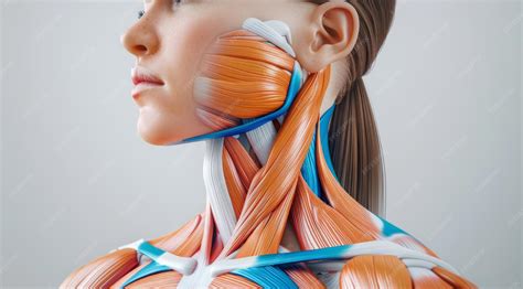 Visualización Detallada De Los Músculos Del Cuello Y La Cara Humanos