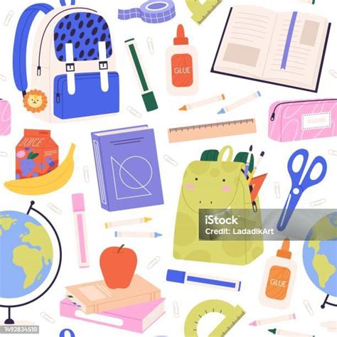 รูปแบบที่ไร้รอยต่อของเครื่องเขียน กระเป๋าเป้สะพายหลังโรงเรียนหนังสือและ