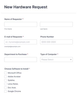 New Hardware Request Form Template Jotform