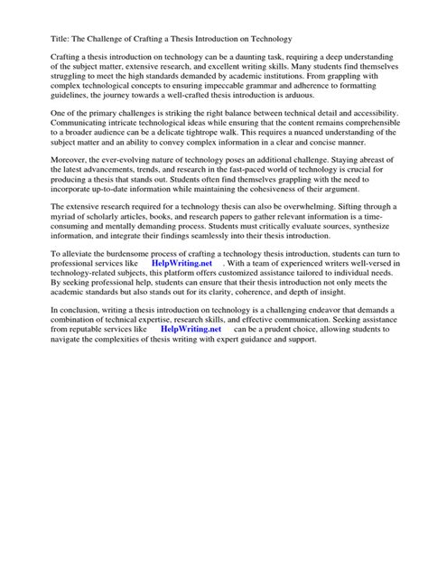 Sample Introduction Thesis Technology Pdf Programmable Logic Controller Thesis