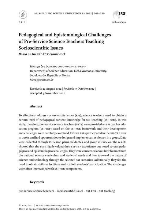 Pdf Pedagogical And Epistemological Challenges Of Pre Service Science Teachers Teaching
