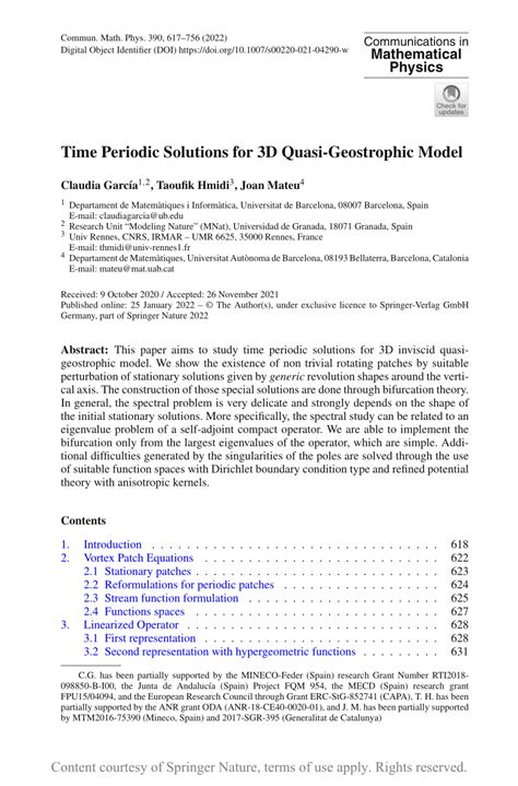 Time Periodic Solutions For 3d Quasi Geostrophic Model Request Pdf