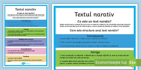 Text Narativ Structură Ciclul Primar România