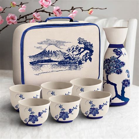 Japanese Sake Set Ceramic Saki Cup Set 6pcs Include 1