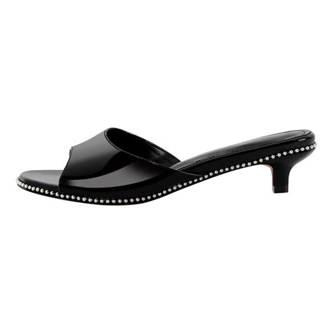 Round Toe Rivet Kitten Heel Mules Onlymaker