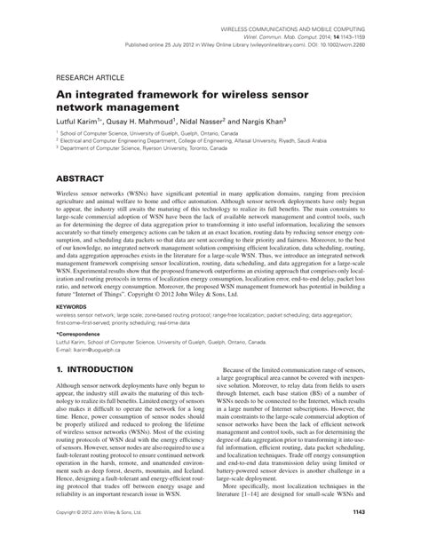 [pdf] An Integrated Framework For Wireless Sensor Network Management