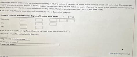 Solved Three Different Methods For Assembiling A Product