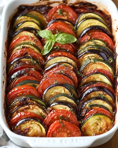 Baked Ratatouille With Tomatoes Zucchini And Eggplant