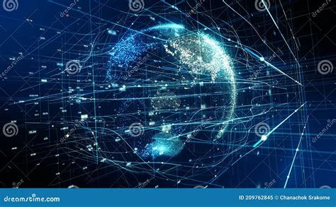 Abstract Digital Data Global Hologram Technology Cyberspace Background Futuristic Technology