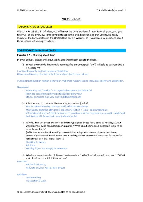 week 1 intro to law tutorial llb101 introduction to law tutorial materials week 1 week 1