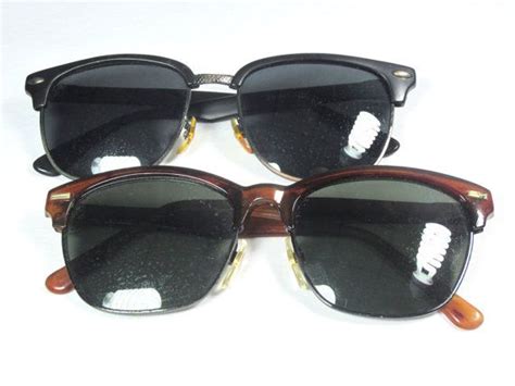 Vintage Clubmaster Style Sunglasses Set Of Two Black And Brown Etsy