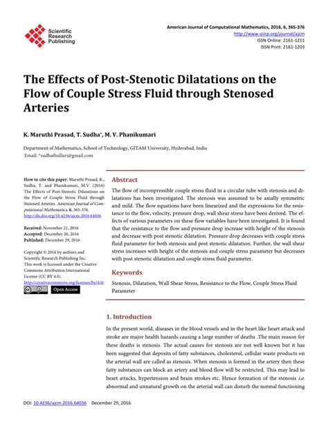 Pdf The Effects Of Post Stenotic Dilatations On The Flow Of Couple Stress Fluid Through