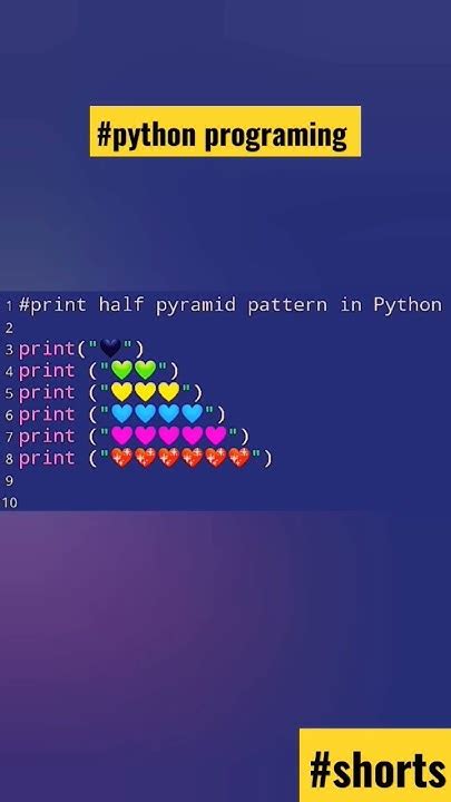 Print Half Pyramid Pattern In Python💘python Coding Programminng