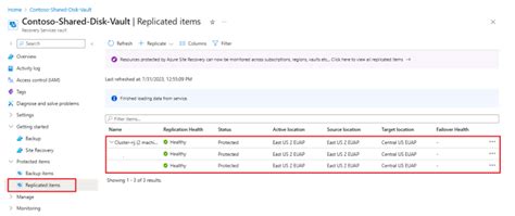 azure site recovery の共有ディスク azure site recovery microsoft learn
