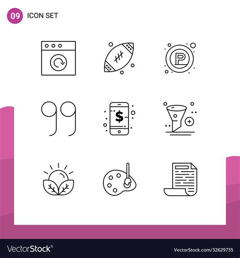 Set 9 Commercial Outlines Pack For Add Phone Vector Image