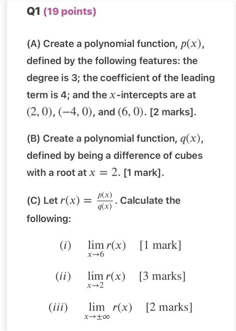 Solved Q1 19 Points A Create A Polynomial Function Chegg Com