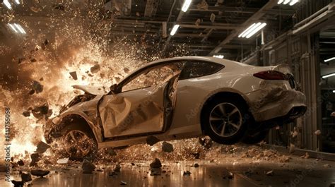 Car Crash Event In Earthquake Zone Insurance Impact Dynamic Wheel