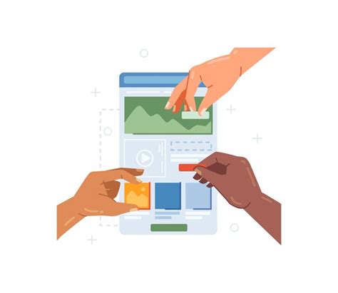 Premium Vector Designers Working On Mobile Application Interface