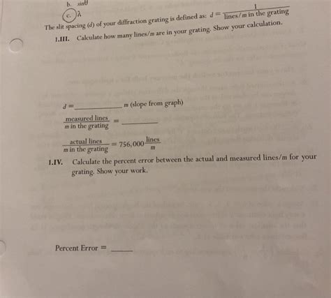 Solved B Sind The Slit Spacing D Of Your Diffraction