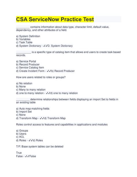 CSA ServiceNow Practice Test Questions Answers In Practice Testing Test Questions