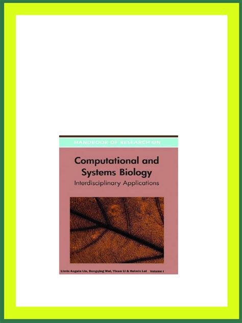Handbook Of Research On Computational And Systems Biology Interdisciplinary Applications 1st