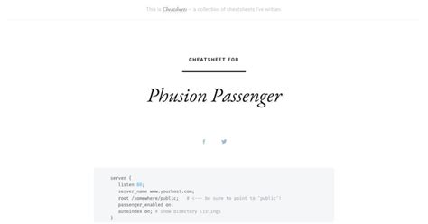 Phusion Passenger Cheatsheet
