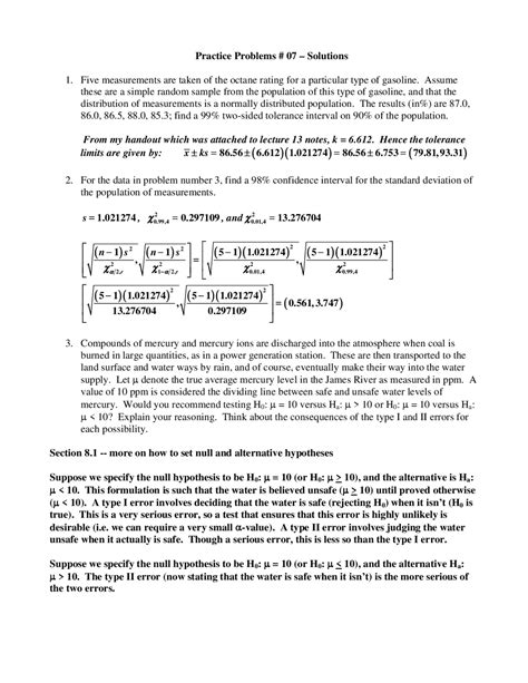 6 Solved Practice Problems On Applied Statistics Examination Stat