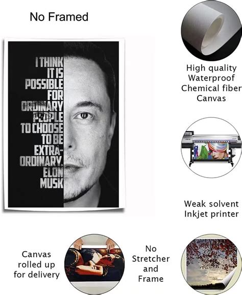 Buy Socklockpa Elon Musk Inspirational Quotes Poster Canvas Print