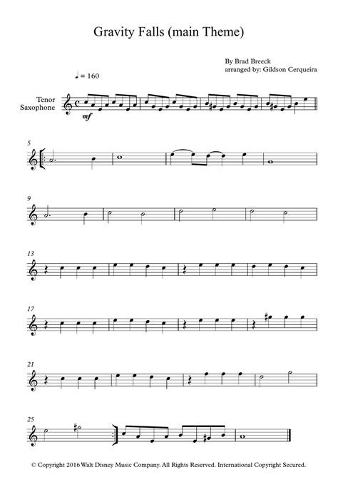 Gravity Falls Main Theme By Brad Breeck Tenor Saxophone Digital