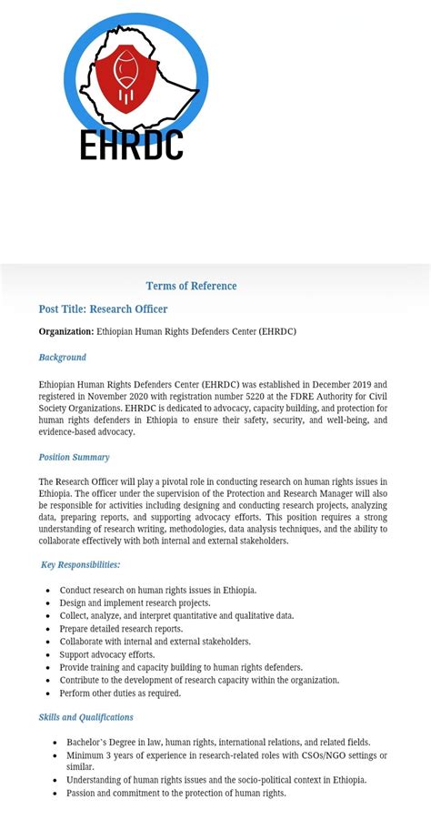 Vacancy Job Research Humanrights Noah Yesuf