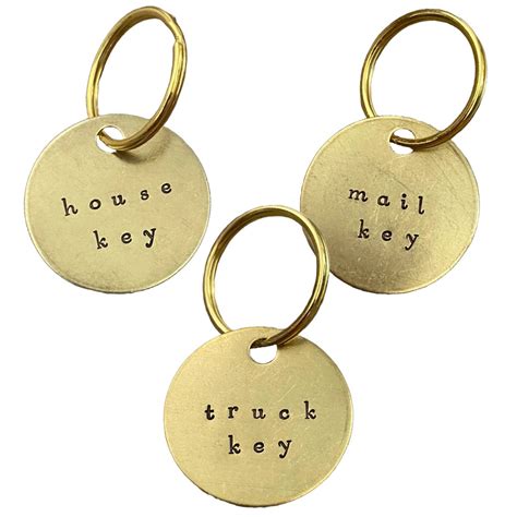 Brass Key Labels Identify Your Keys Key Markers Metal Keychain Ids Hand Punched Tags