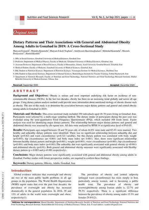 Pdf Dietary Patterns And Their Associations With General And